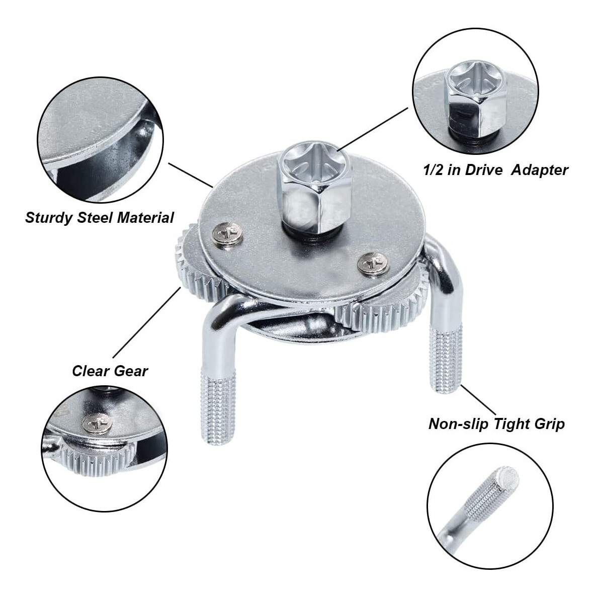 2PCS Oil Filter Wrench Set Adjustable 2 Way 3 Leg Oil & Fuel Filter ...