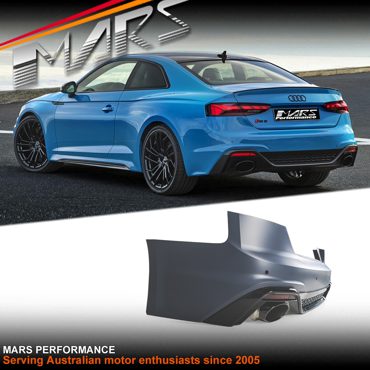RS5 Style Rear Bumper Bodykit & Diffuser & Exhaust Tips for AUDI A5 S5 ...