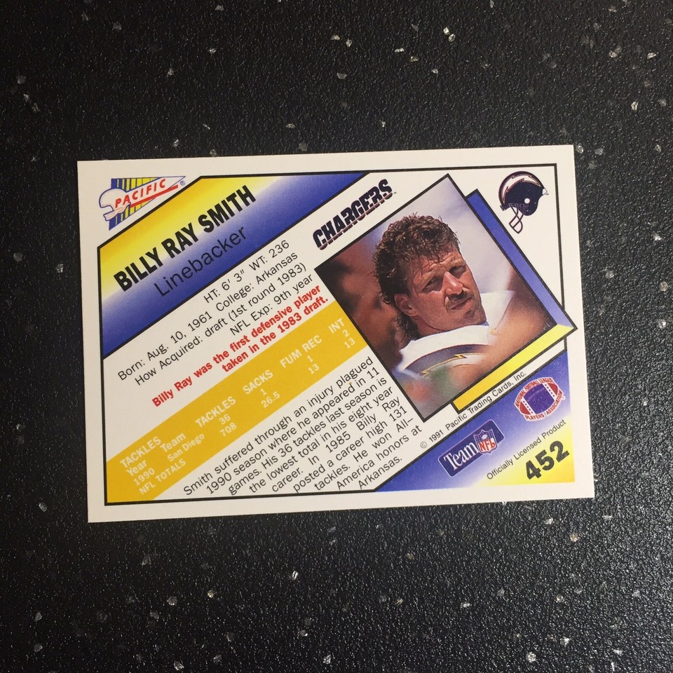 Billy Ray Smith 1991 Pacific Football #452 NFL San Diego Chargers ...
