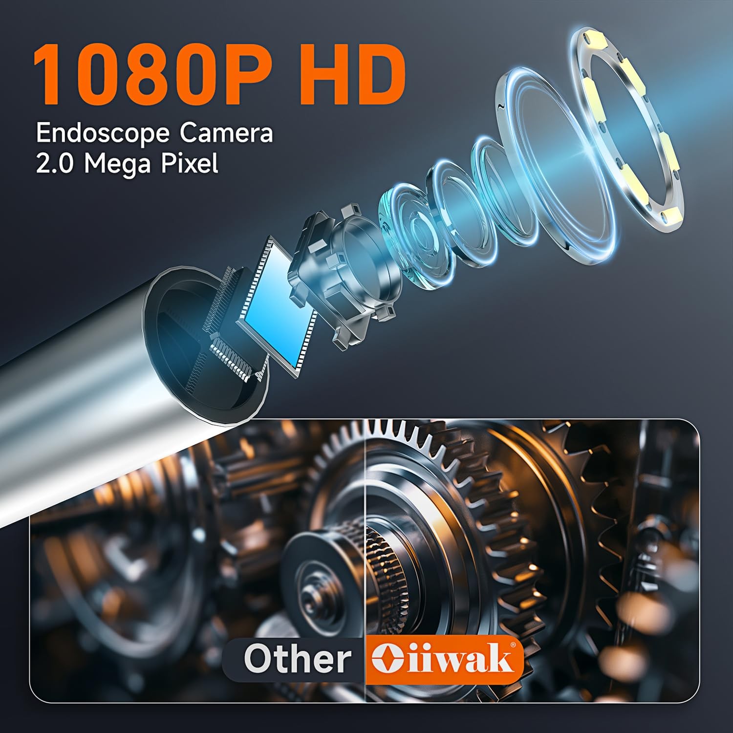 Oiiwak Industrial Endoscope 3.9mm Borescope Inspection Camera Light ...