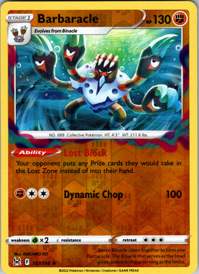 Barbaracle Reverse Holo 107/196 SWSH11: Lost Origin Rare - NM | eBay