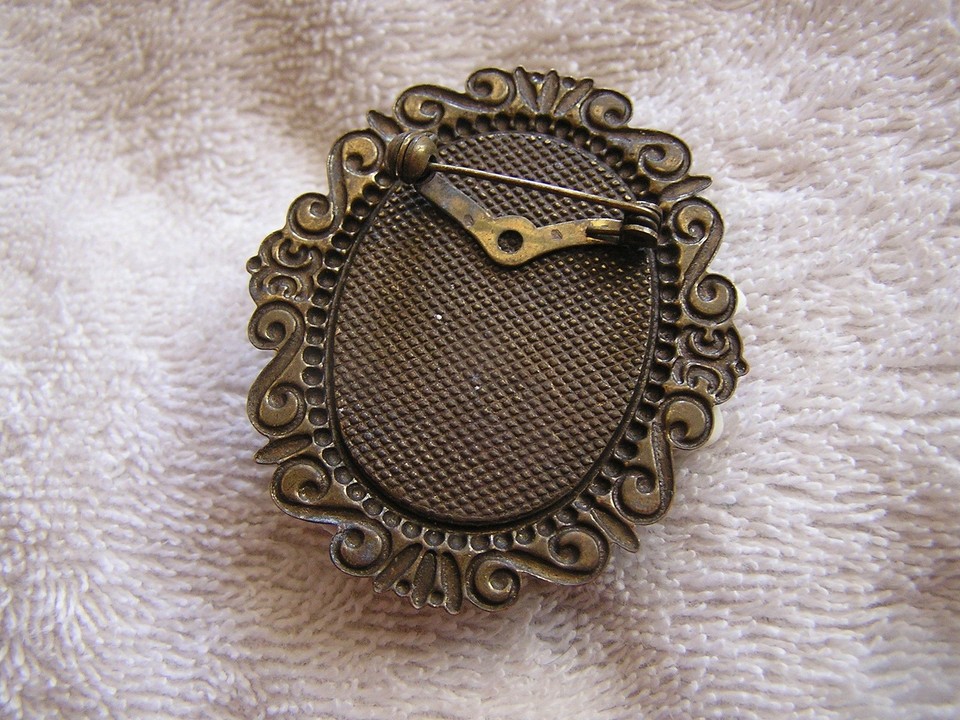 Vintage Lady Head Face Fashion Pin with Brown and Gold Accents | eBay