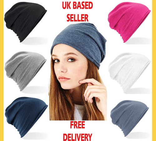 Soft Cotton Jersey Beanie Hat Alopecia Hair Loss Cancer Chemo Stretch ...