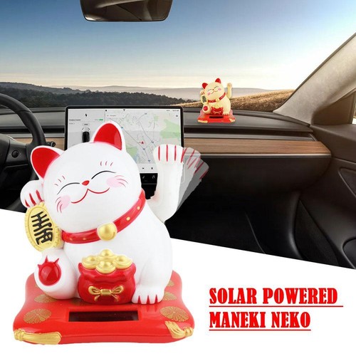 Solar Powered Chinese Maneki Neko Lucky Waving Beckoning Fortune Gift ...