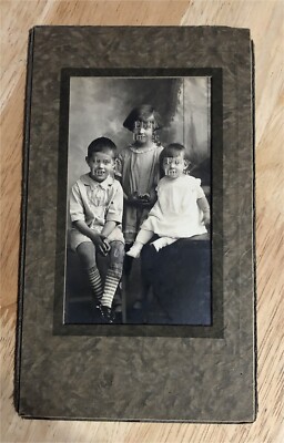 1927 Bucks County PA J. Leonard Luff Photo 3 kids Miriam, Edith, James ...
