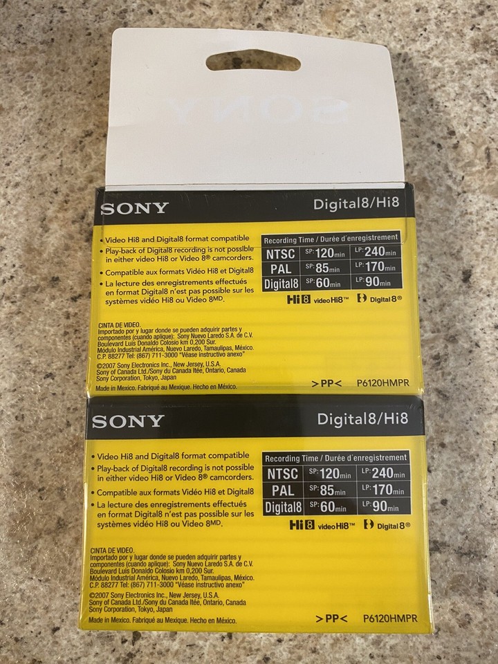 2x Sony Hi8 60 min Digital8 120 min Hi8 HMP Cassette Tapes Brand New ...