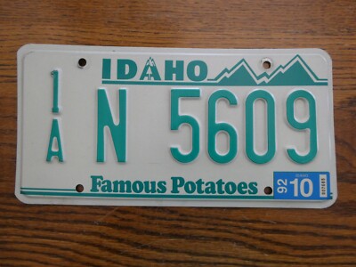 Idaho 1992 Greenie Famous Potatoes License Plate 1A N 5609 Ada County ...