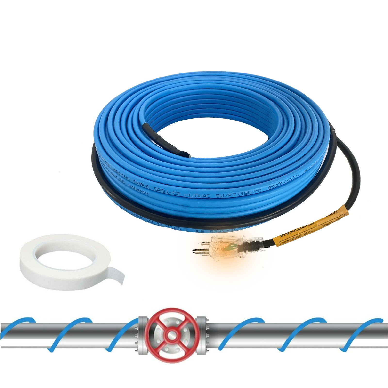 MAXKOSKO Electric Water Pipe Heat Cable for Pipe Freeze Protection ...