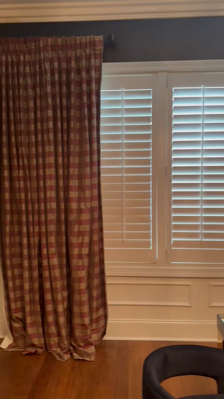 2 Custom Made HEAVY Extra Wide 113 inches Long Silk Checked Drapes ...