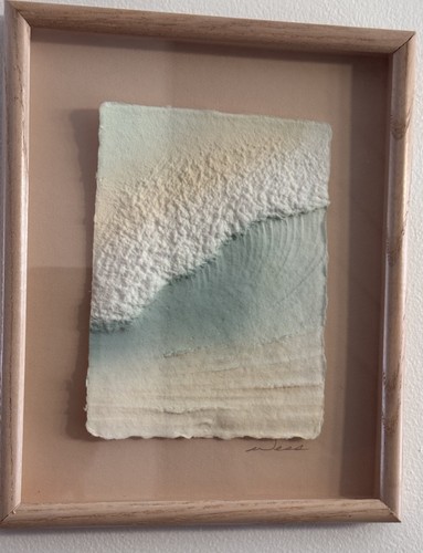Wesley Wess Smith Hand Cast Paper Art Signed Ocean Waves Framed 8.5"x11 ...