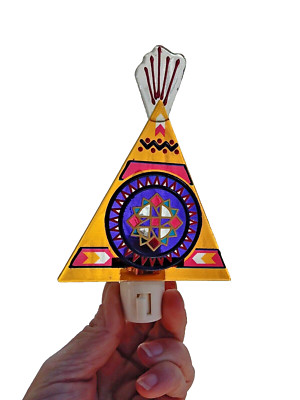 Rare Mosaic-Stained Glass American Indian Tee Pee Night Light Lamp | eBay