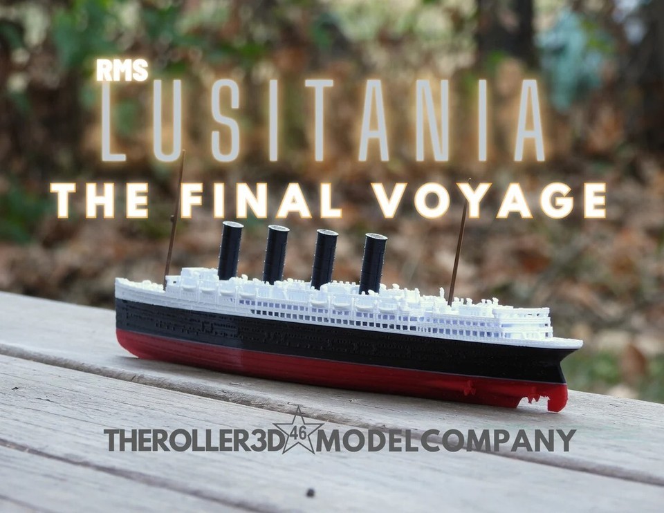 TheRoller3d RMS LUSITANIA Wartime Model with Stand and Torpedoes, 1 Ft ...