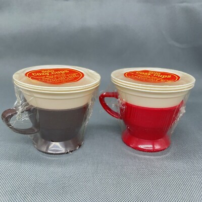 Lot of 2 Vintage Solo Cozy Cups Red Brown w/ 3 Plastic Cups Each ...