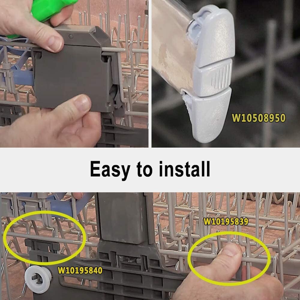 6PACK W10350376 Dishwasher Upper Rack Adjuster for Kenmore Whirlpool ...