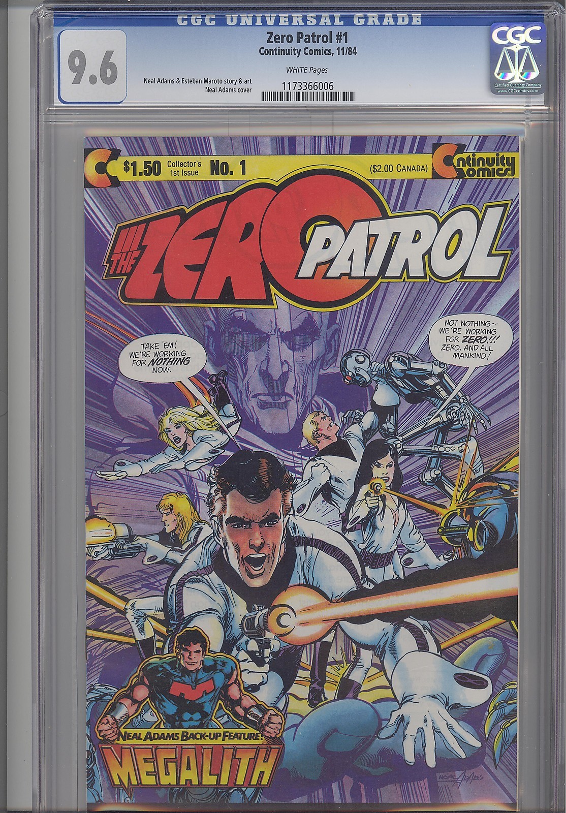Zero Patrol #1 CGC 9.6 1984 Continuity Comic Neal Adams, Megalith ...