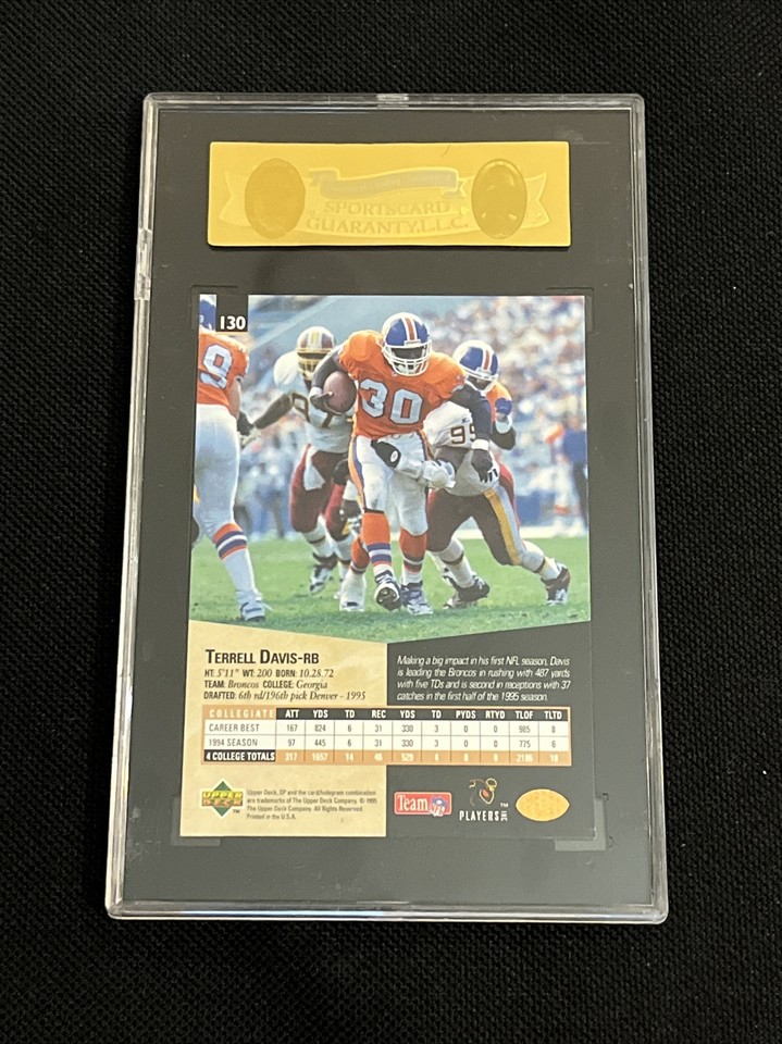 TERRELL DAVIS 1995 UPPER DECK SP ROOKIE AUTHENTIC CARD SGC GRADED NR ...