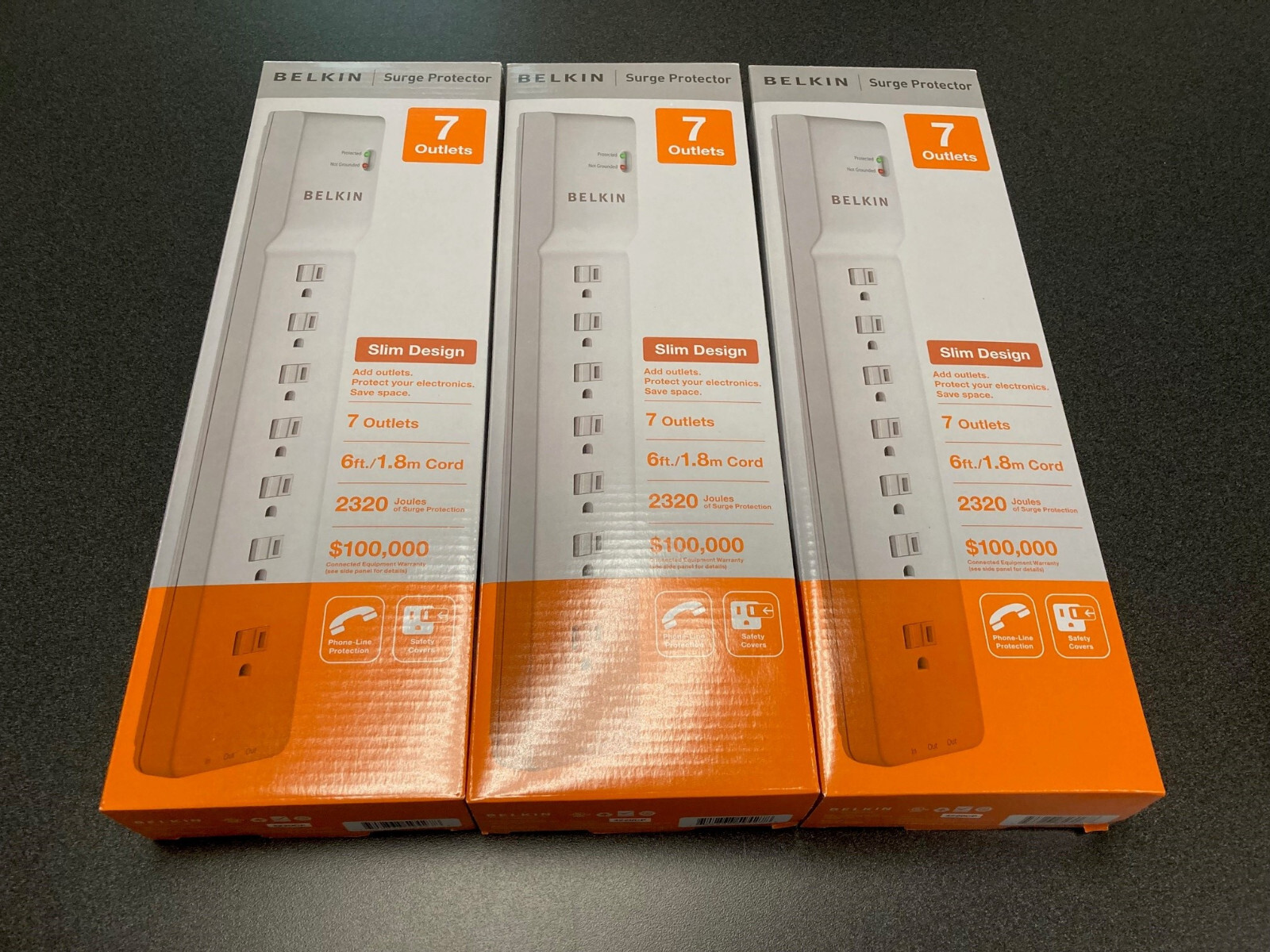 LOT OF 3 - New Belkin Series SurgeMaster Surge Protector 7 Outlets 6 ft ...