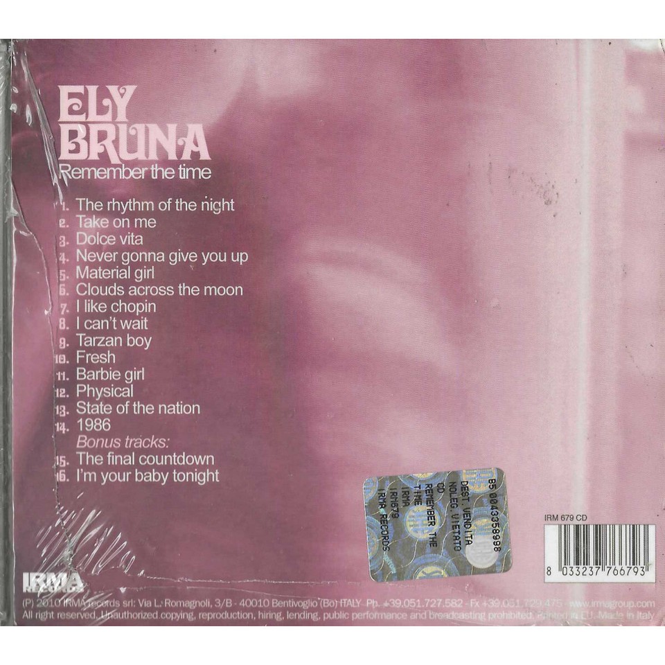 Ely Bruna CD Remember The Time / Irma Records – IRM 679 CD Sealed ...