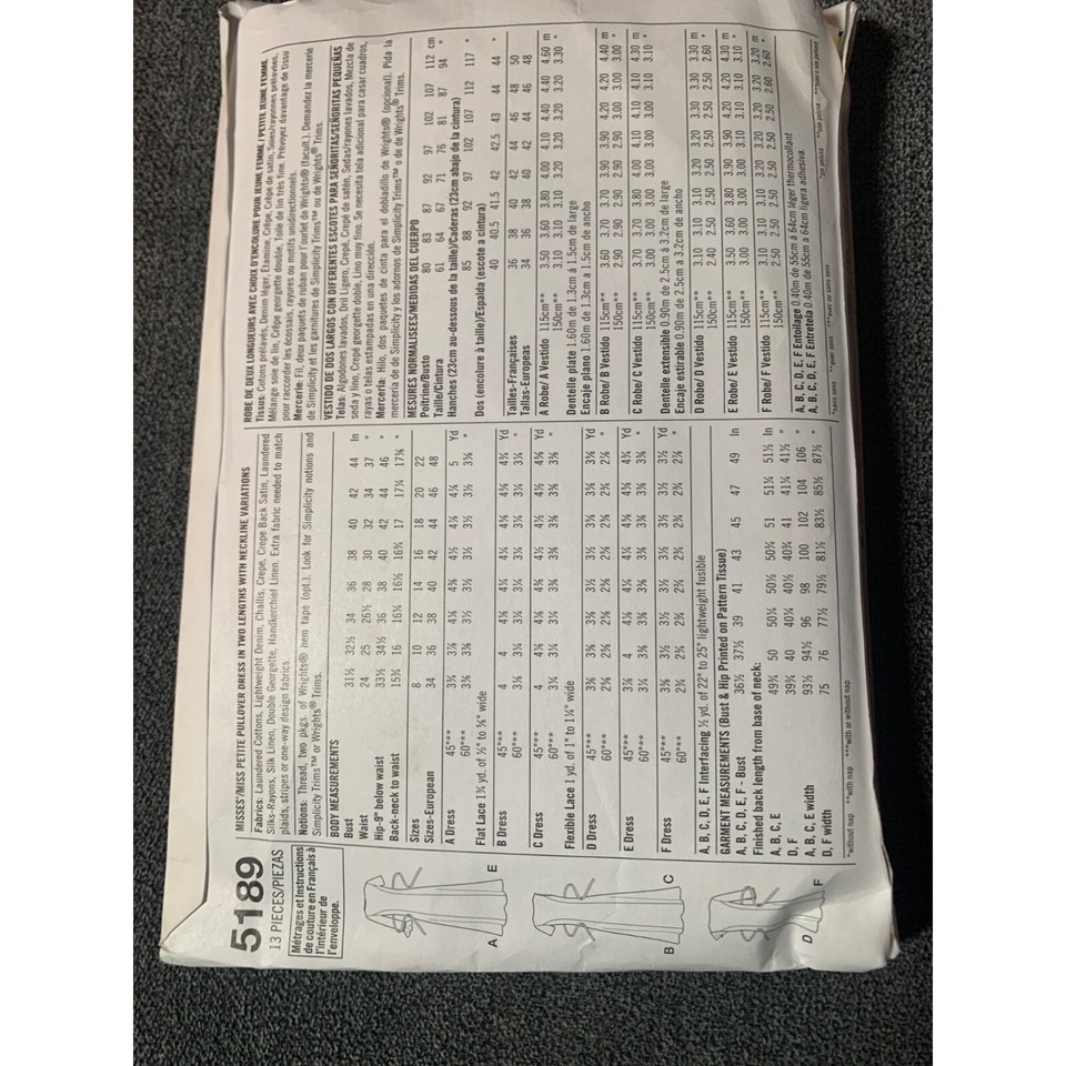 Simplicity 5189 Women's Dress Sewing Pattern 16-22 Multiple Styles | eBay