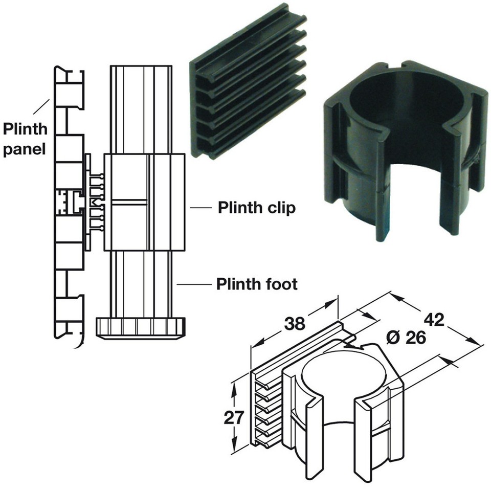 Aluminium Kitchen Unit Plinth Trim Kickboard 145 x 3000mm Graphite ...