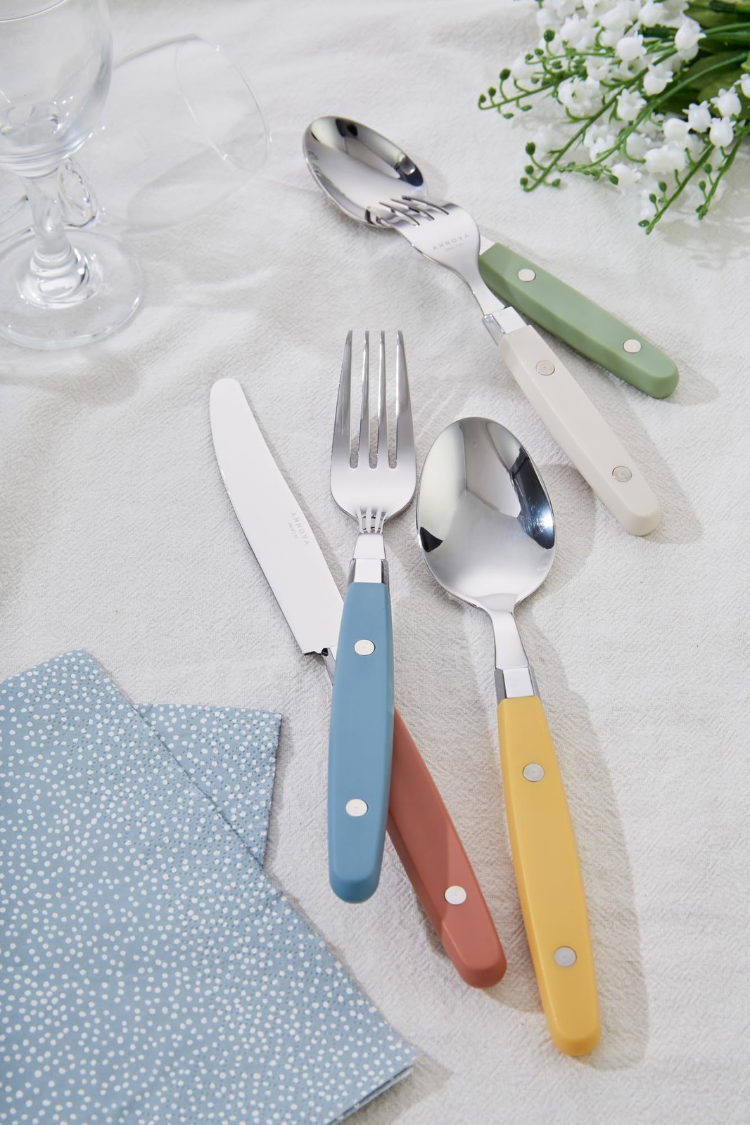 Silverware Set 20 Pieces Stainless Steel Color Handle With Rivet/Retro ...