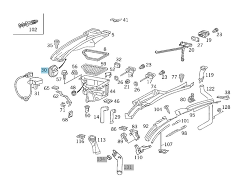 /732/ Mercedes-Benz drain valve ventilation grille water drain W140 ...
