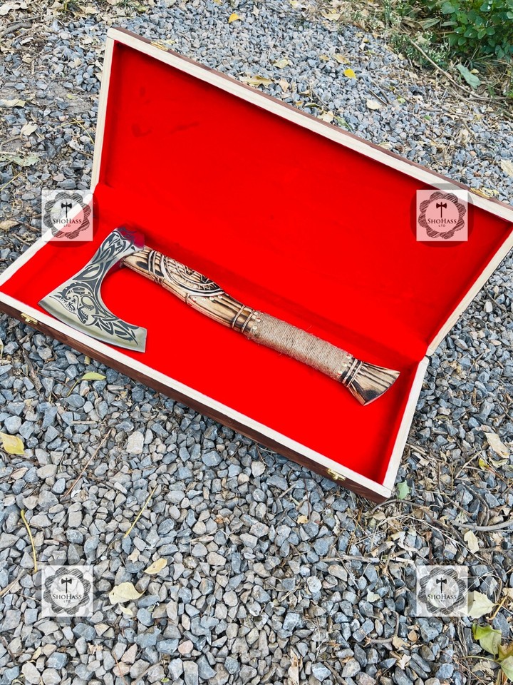 Handmade Viking Style Axe Hand Forged Custom Forged With Wooden Gift ...