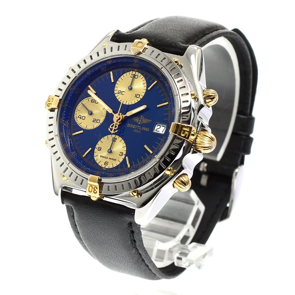 BREITLING Chronomat Bikoro B13050 Navy / Gold Dial Automatic Men's ...