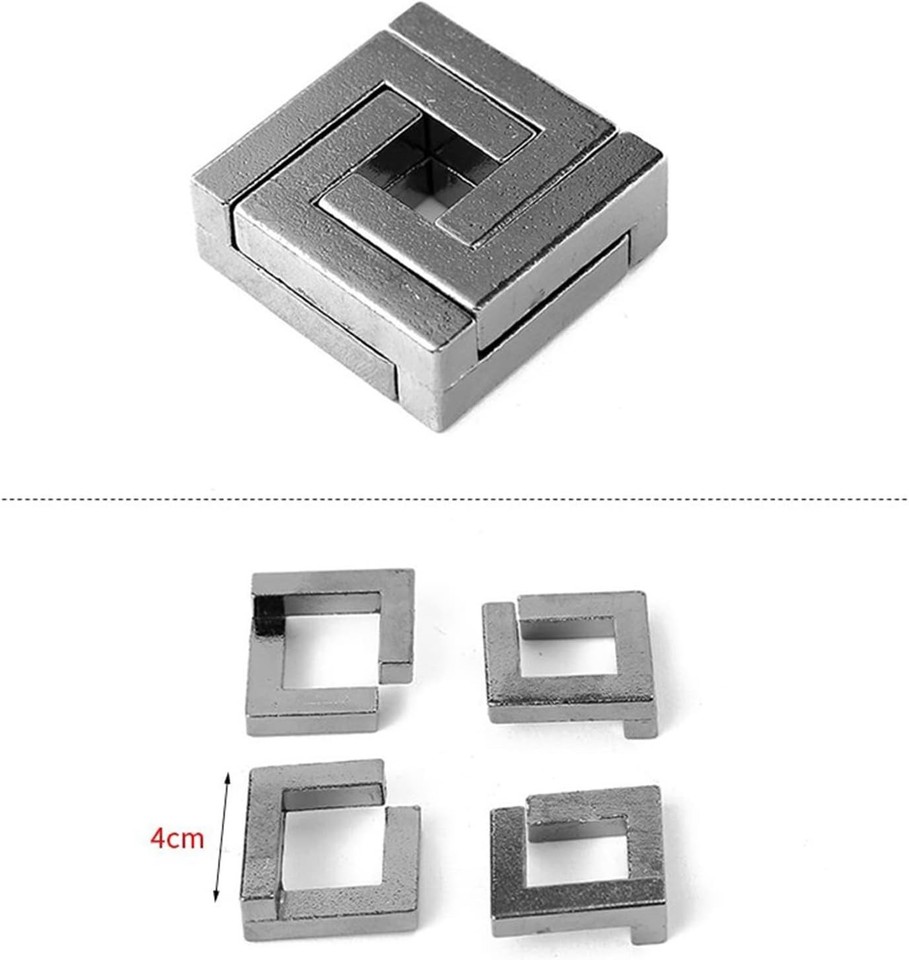 4 Pcs Brain Teaser Puzzle Metal Puzzle Unlock Interlock IQ Test Game ...