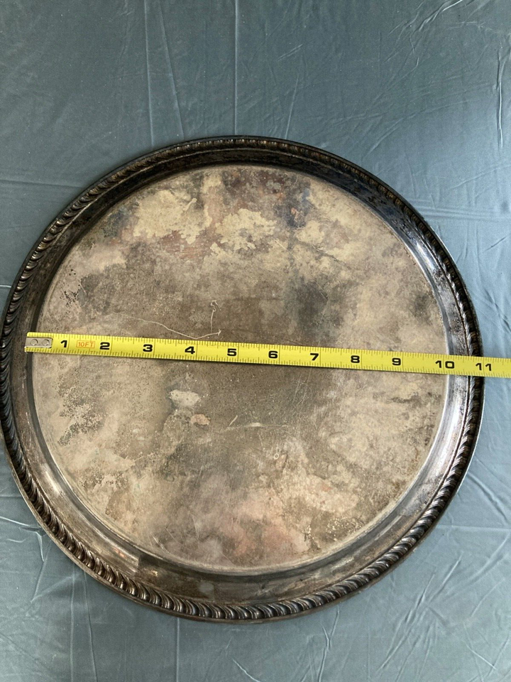 Vintage Silver Plated 12-inch Round Serving Platter Etched Design ...