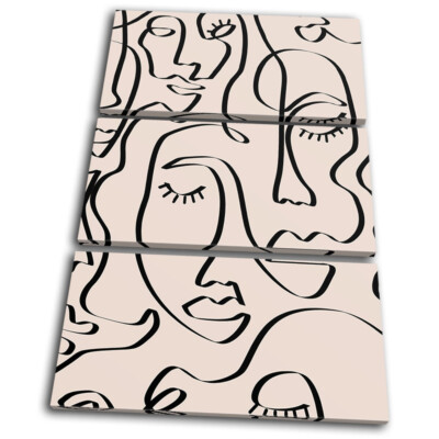 Abstract Face Natural Line Art Abstract TREBLE CANVAS WALL ART Picture ...