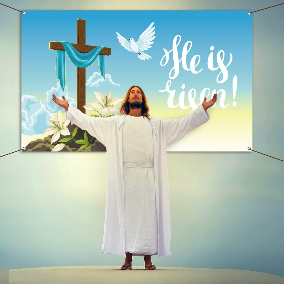 He Is Risen Backdrop Banner Religious Holiday Party Party Photography ...