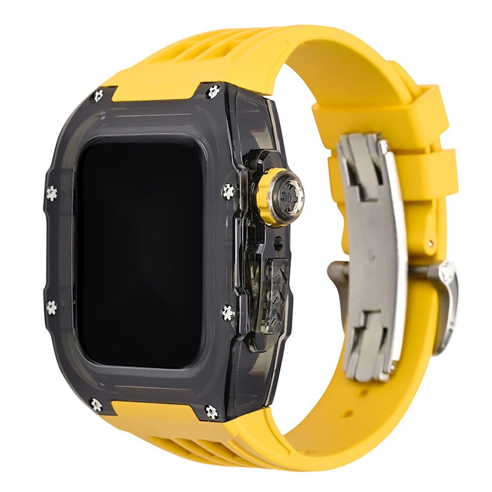 Transparent Case + Rubber Band Mod Kit For Apple Watch Series 8 7 6 5 ...