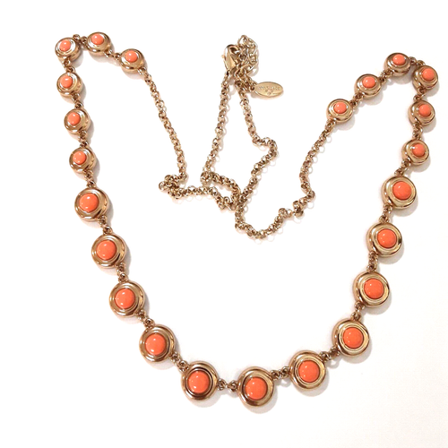 Gold Tone Ann Taylor Signed Faux Coral Necklace 36 in | eBay