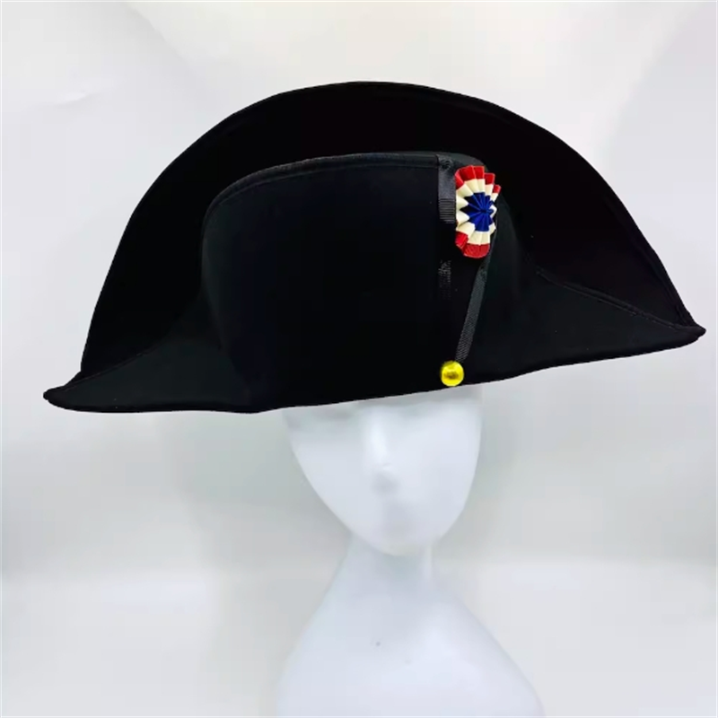 Napoleon French Admiral Captains Bicorne Hat Woolen Cosplay Black Cap ...