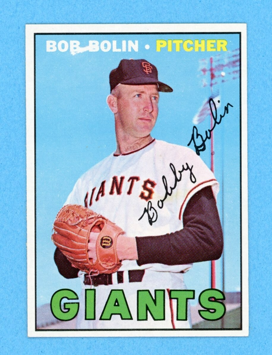 1967 Topps #252 Bob Bolin San Fra Giants White Streak Variation ...