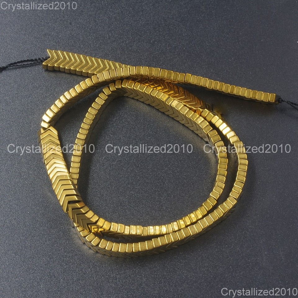 Natural Hematite Gemstone V Shape Arrowheaded Spacer Beads Metallic ...