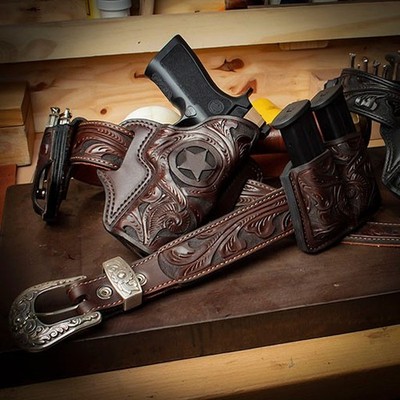 Smith & Wesson, Springfield and Colt Texas BBQ Rig Hand Carved Leather ...