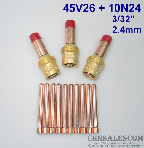 13 pcs 45V26 Collet Body Gas Lens 10N24 Collet Tig WP-17/18/26 2.4mm 3 ...