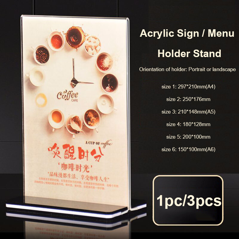 Sign Holder T Shape Double-Sided Desktop Display Counter Menu Stand ...
