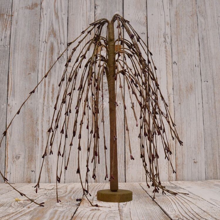Primitive Burgundy Pip Berry Weeping Willow Tree 14", Colonial, Home ...