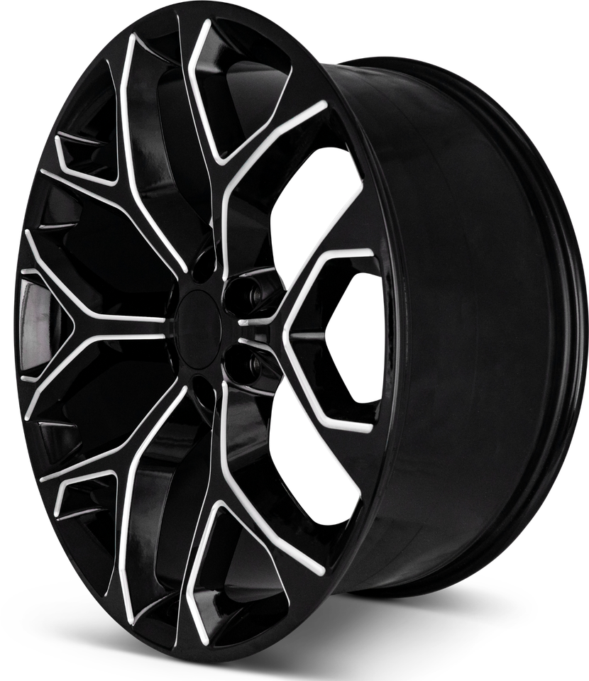 22 GMC Replica Snowflake Wheels Black Milled Rims Yukon Sierra Tahoe ...