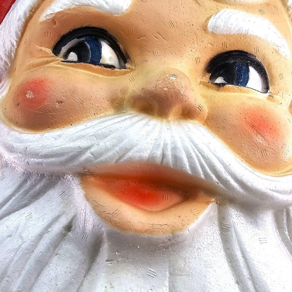 VTG Santa Claus Head Face Styrofoam X Large Blue Eyes MCM Christmas ...