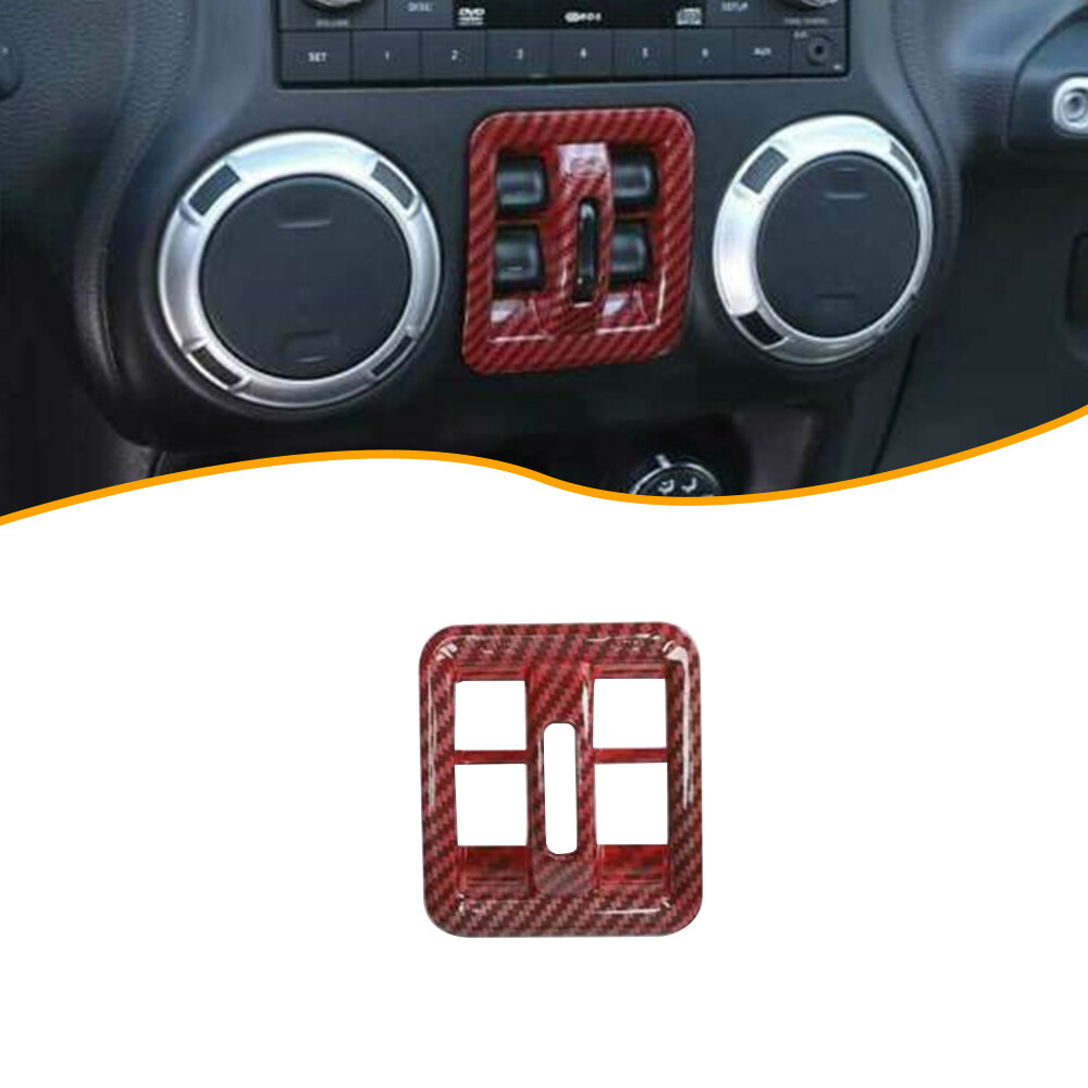 Red Carbon Center Console Window Lift Switch Cover Trim For Jeep ...