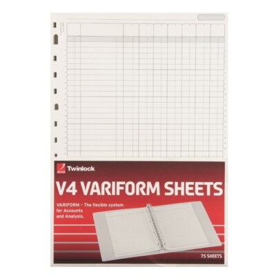 Twinlock V4 Variform 7 Column Cash Sheets 75 Sheets 75933 | eBay UK