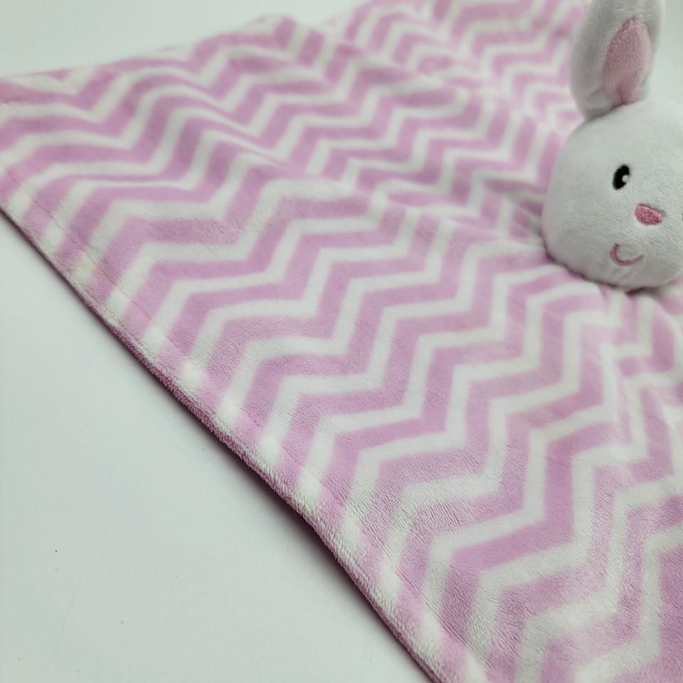 HUDSON BABY HB Infant Baby Pink White Chevron Bunny Rabbit Lovey ...