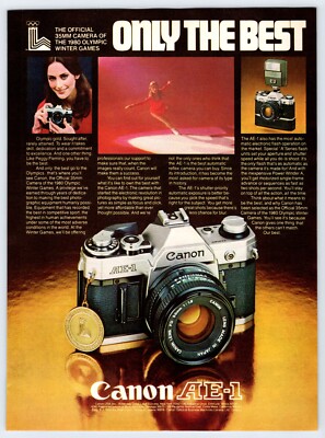 1979 PEGGY FLEMING CANON AE-1 CAMERA Vintage 8"X11" Magazine Ad 1970's ...