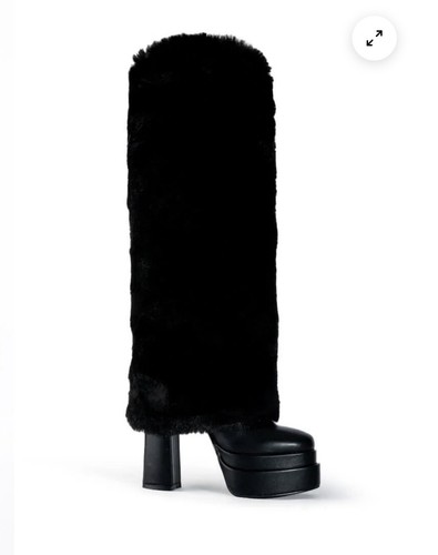 AZALEA WANG COCO FUR FOLD OVER BOOT IN BLACK Sz 11 New | eBay