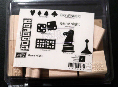 Stampin Up Game Night 8 Rubber Stamps NEW! - chess dice dominos jackpot ...