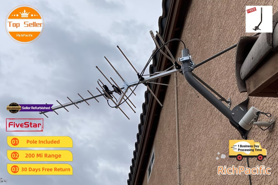 Long Range Yagi TV Antenna Outdoor 250 Mile w/ Pole for Best Signal | eBay